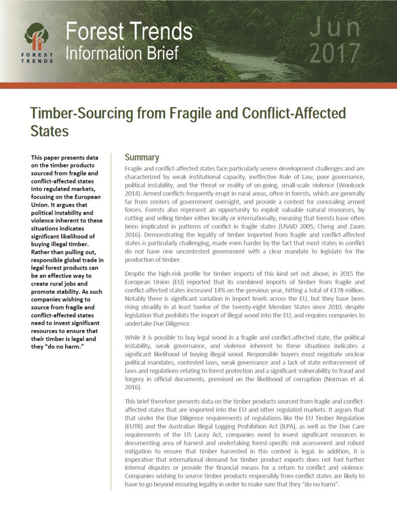 Timber-Sourcing from Fragile and Conflict-Affected States - Forest Trends