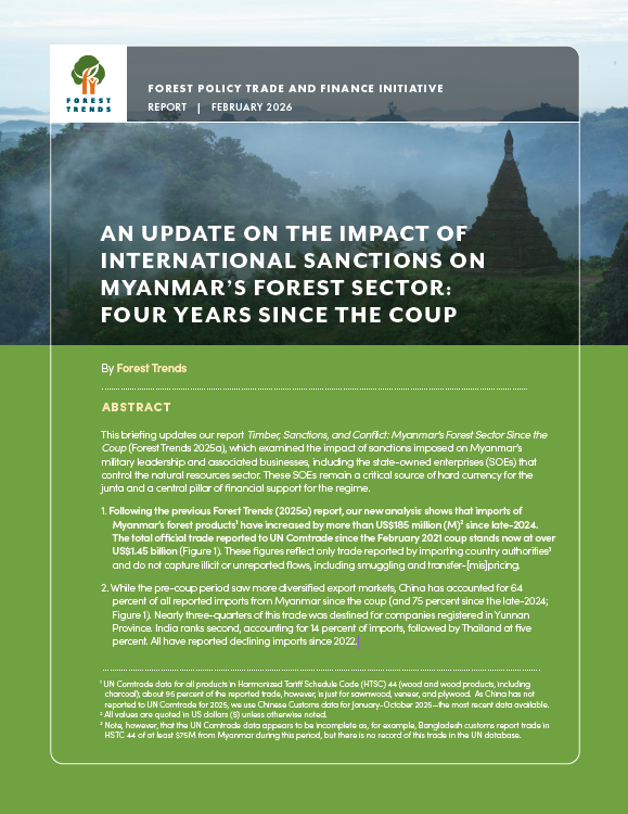 An Update on the Impact of International Sanctions on Myanmar’s Forest ...